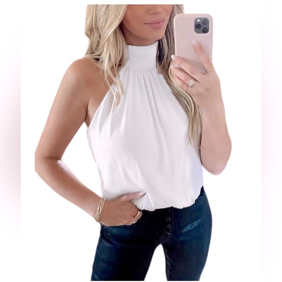 Remidoo | Tops | Pleated Front Halter Top | Poshmark